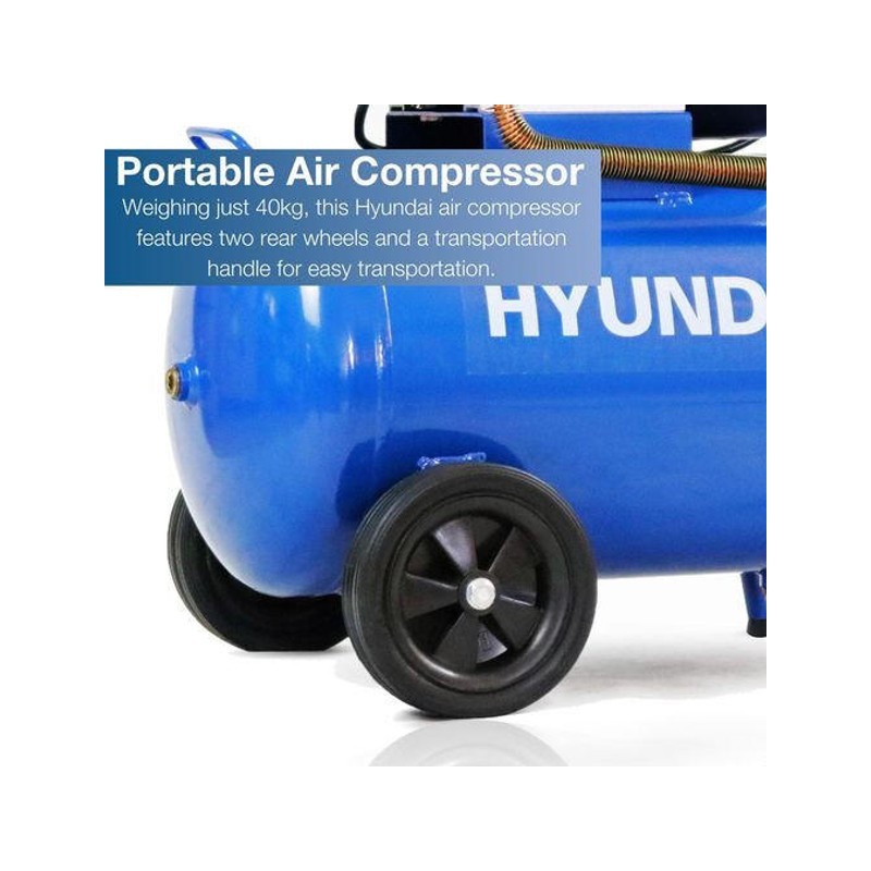 Hyundai 50L Air Compressor, 14CFM/116psi, Direct Drive V-Twin, 3HP